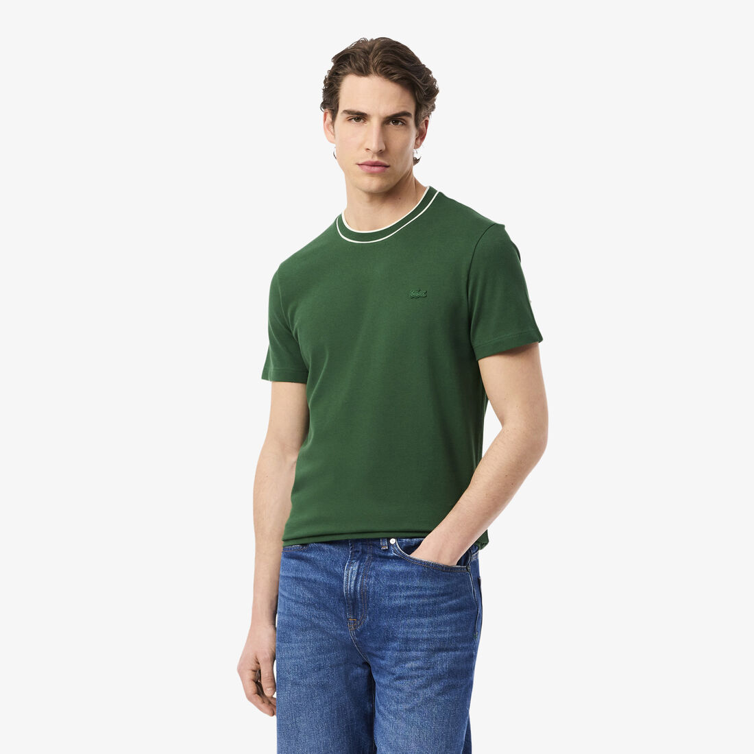 Stretch Pique Stripe Collar T-shirt | Lacoste AE