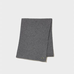 Ribbed Wool Scarf, Grey Chine | LACOSTE UAE