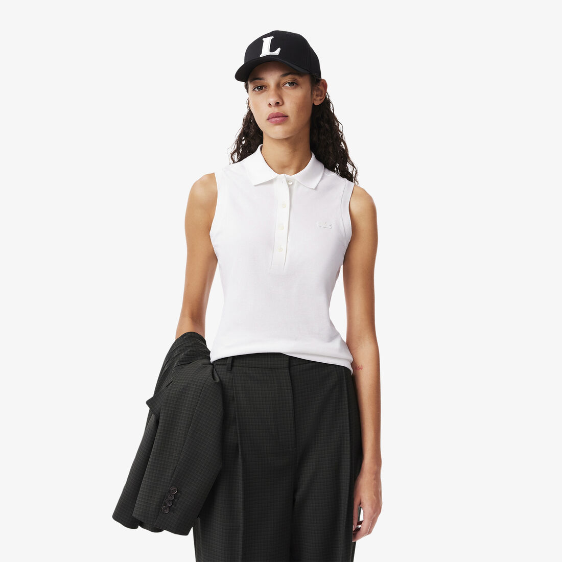 Buy Women's Lacoste Slim fit Sleeveless Cotton Pique Polo Shirt ...