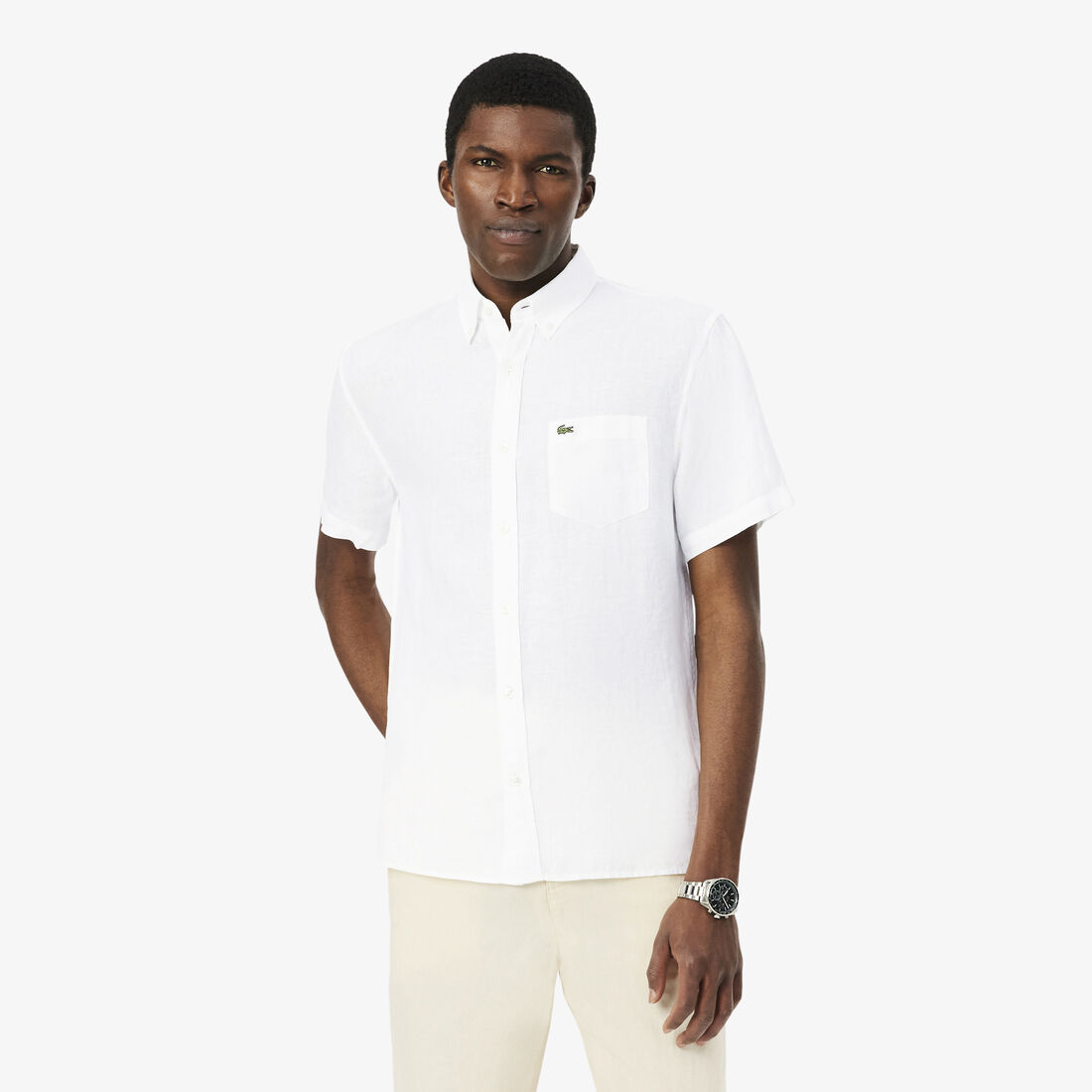 Buy Men's Lacoste Short Sleeve Linen Shirt | Lacoste UAE