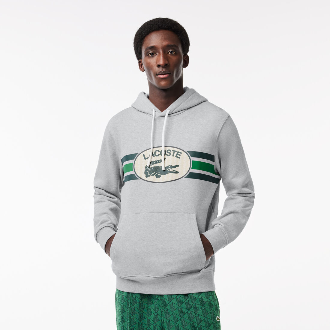 Buy Loose Fit Monogram Print Hoodie | Lacoste UAE