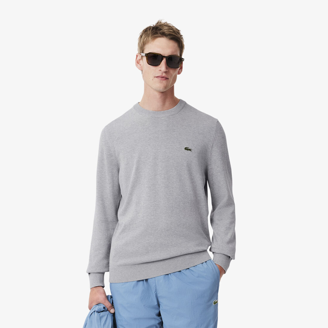 Buy Monochrome Cotton Crew Neck Sweater | Lacoste UAE