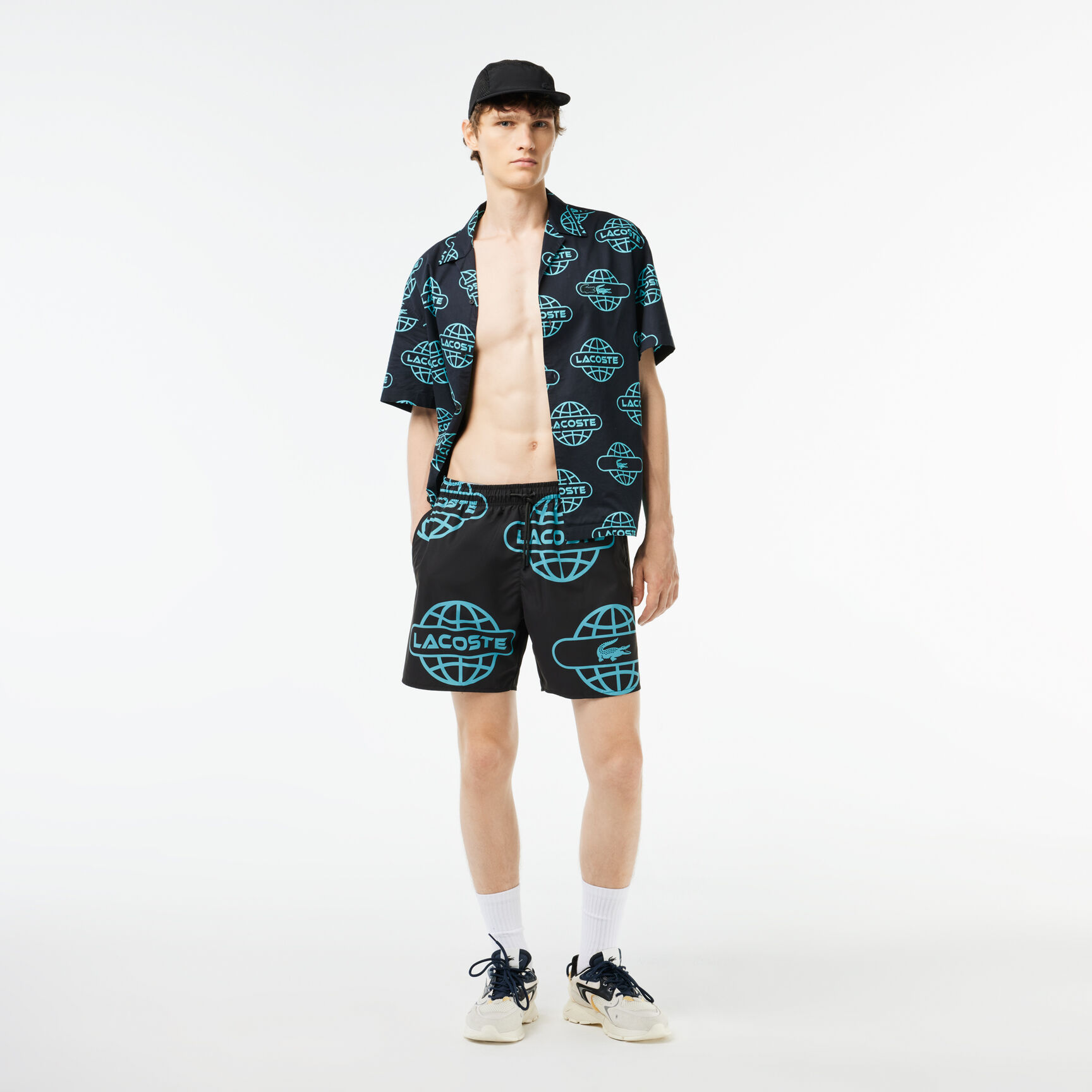 Buy Lacoste Globe Print Swimsuit | Lacoste UAE