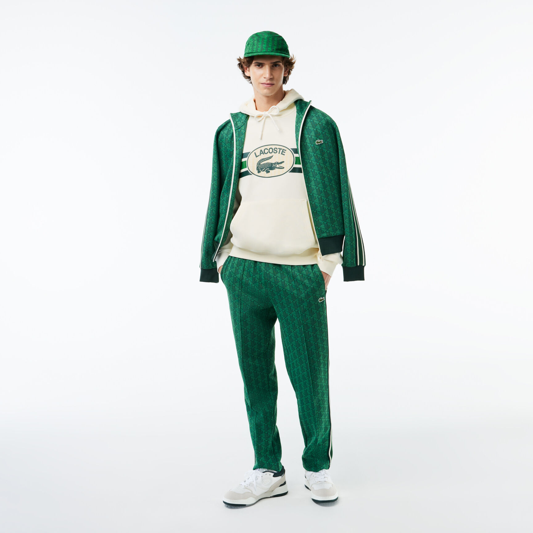 Buy Loose Fit Monogram Print Hoodie | Lacoste UAE