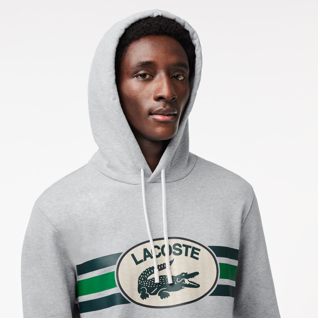 Buy Loose Fit Monogram Print Hoodie | Lacoste UAE
